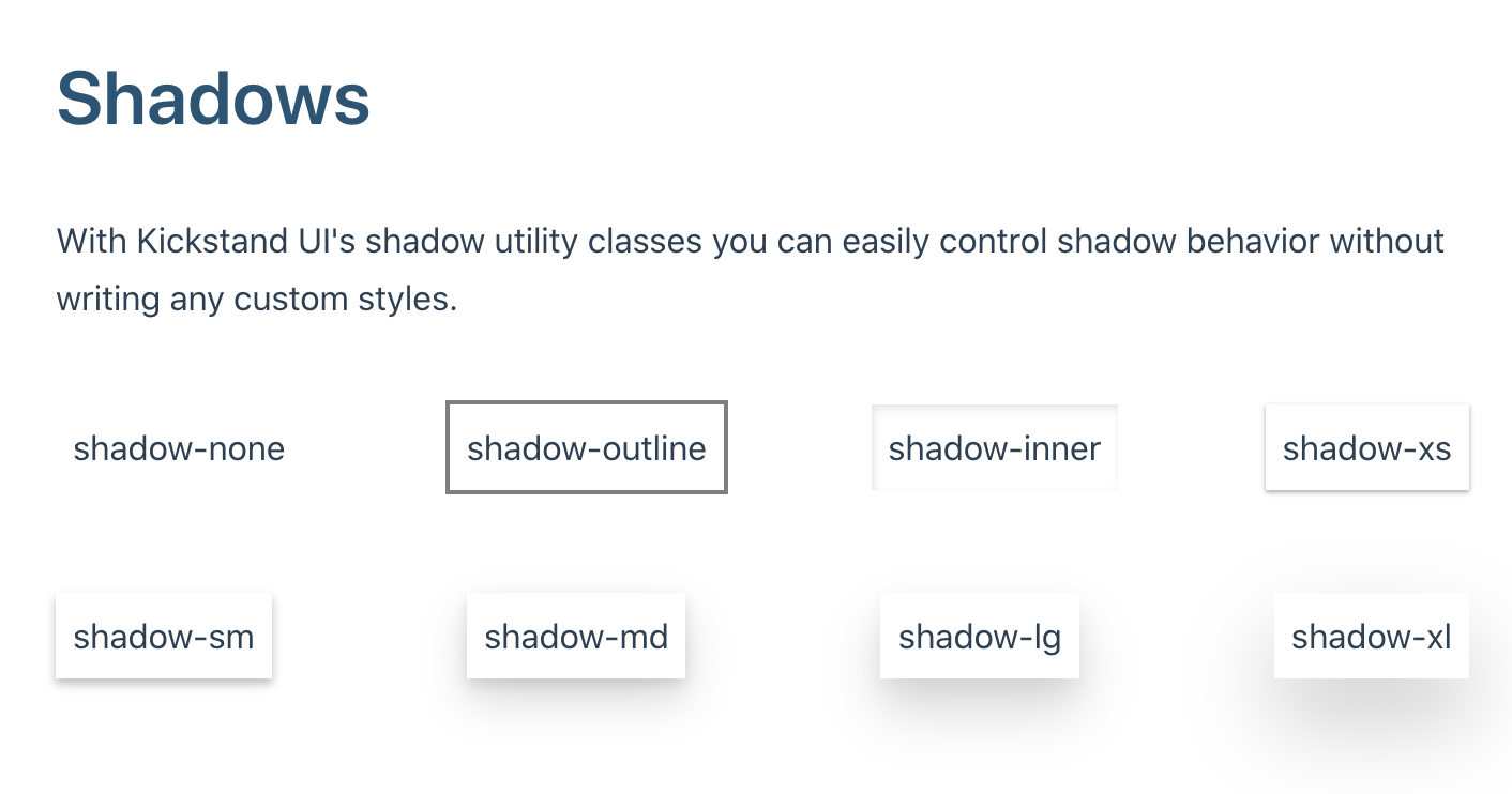 Shadow Utility Classes | Kickstand UI
